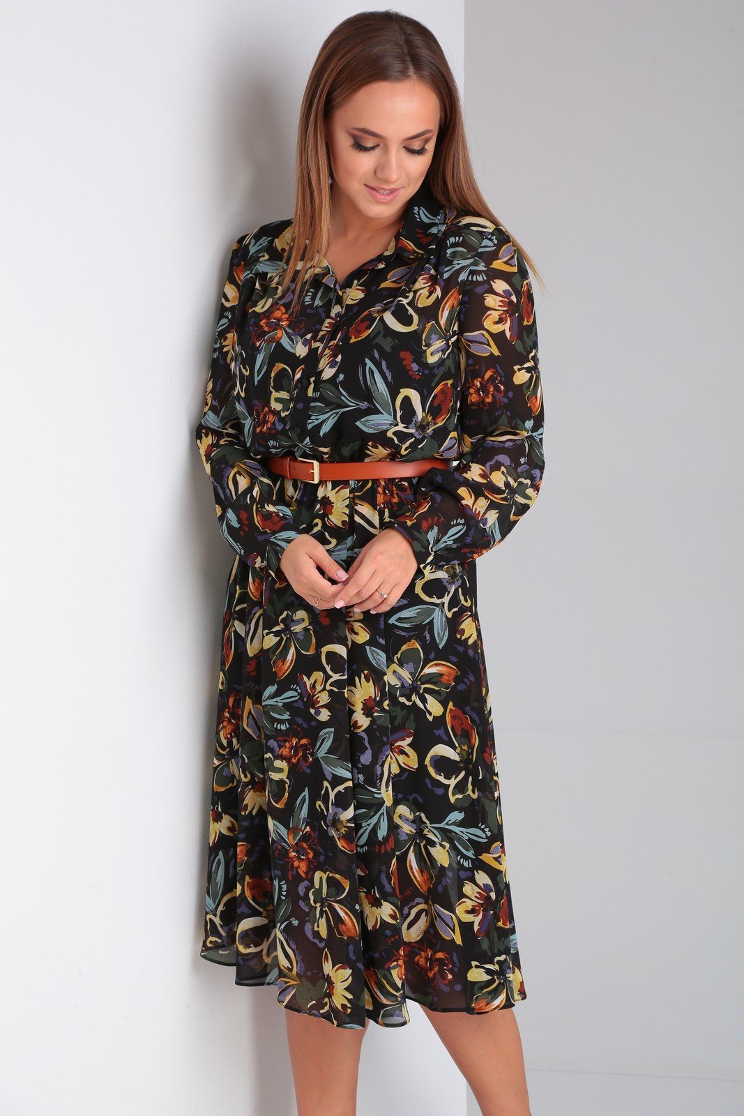 Платье 8281 черный + цветы Tvin купить в интернет магазине Велесмода